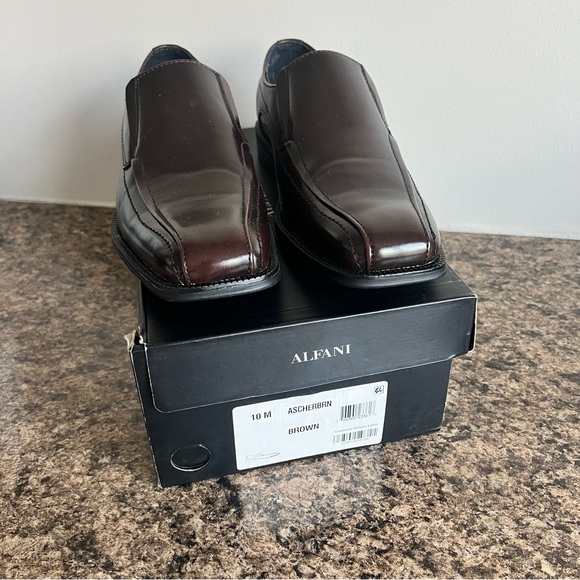 Alfani | Shoes | Mens Alfani Brown Ascher Slip On Dress Shoes Size M ...